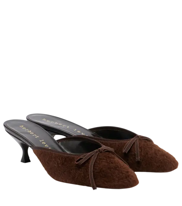 HERBERT LEVINE Shearling Mules - Brown