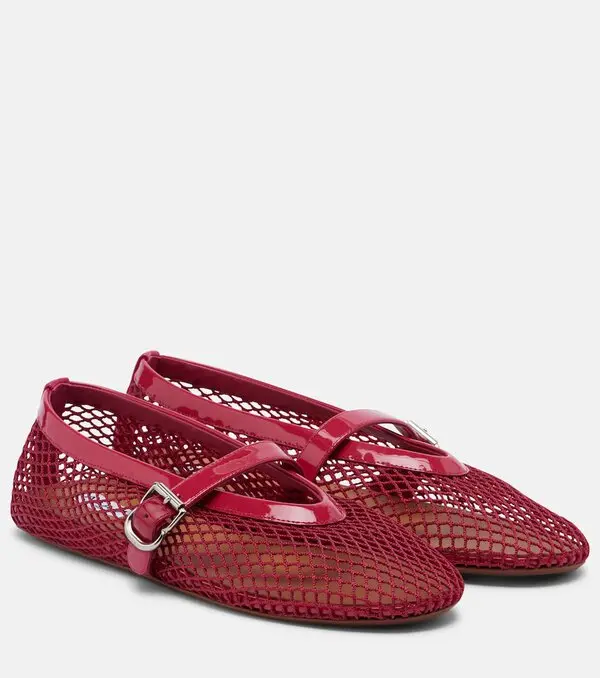 Alaïa Mary Jane Fishnet Flats - Red