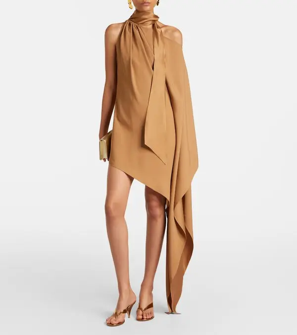 TALLER MARMO Asymmetric Crêpe Cady Minidress - Beige