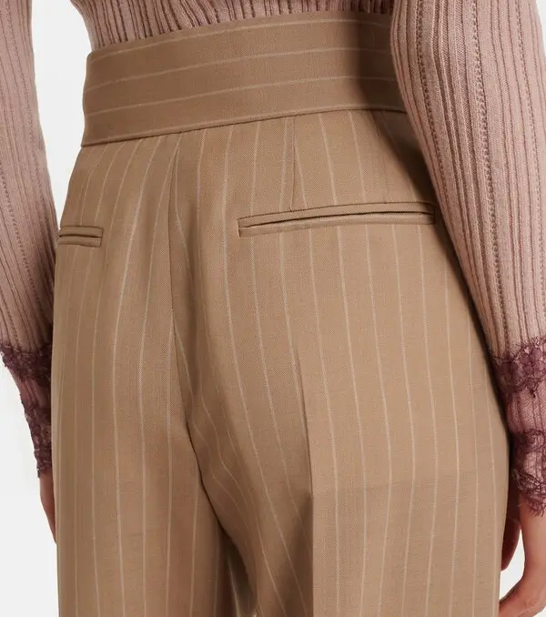Valentino Garavani Pinstripe Pleated Wool Wide-leg Pants - Beige