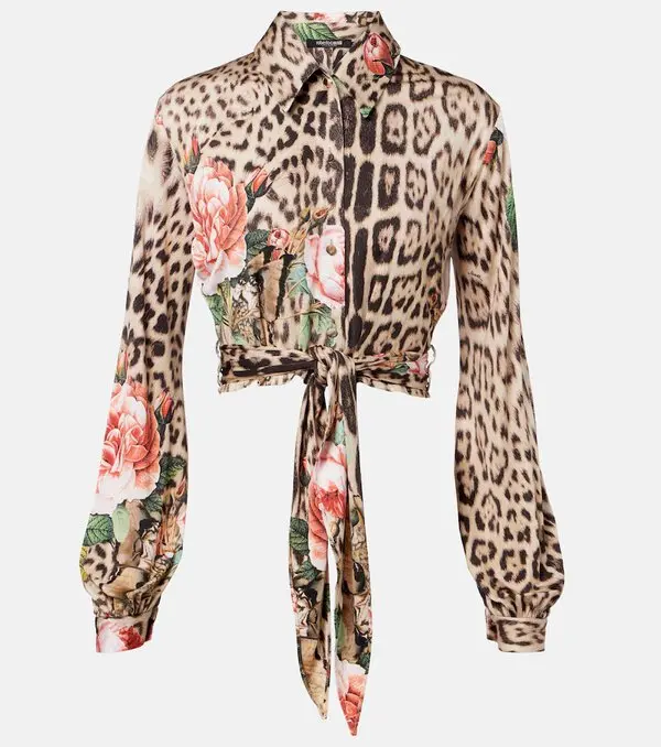 Roberto Cavalli Printed Cropped Shirt - Brown