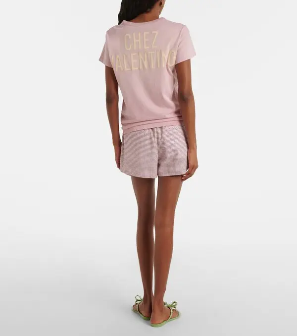 Valentino Garavani Gingham Cotton Shorts - Pink
