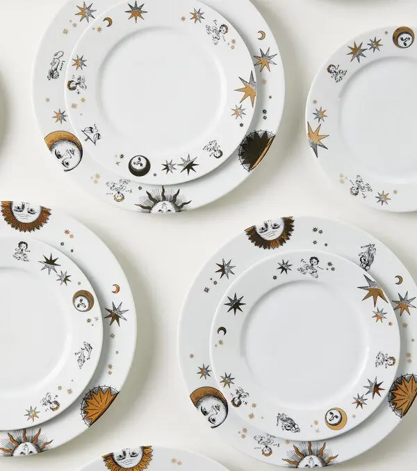 FORNASETTI Astronomici Set Of 12 Porcelain Dinner Plates