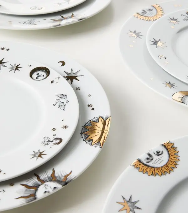 FORNASETTI Astronomici Set Of 12 Porcelain Dinner Plates