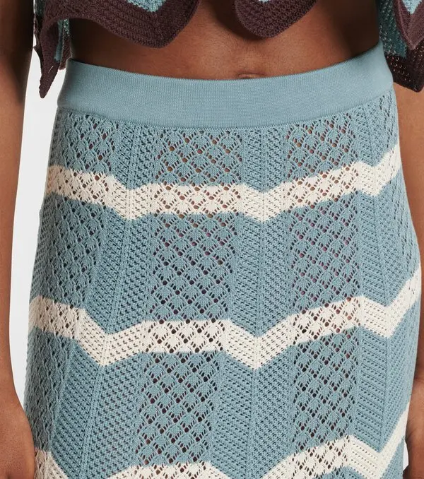 La DoubleJ Chevron Crochet Cotton Midi Skirt