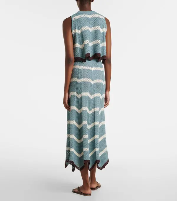 La DoubleJ Chevron Crochet Cotton Midi Skirt