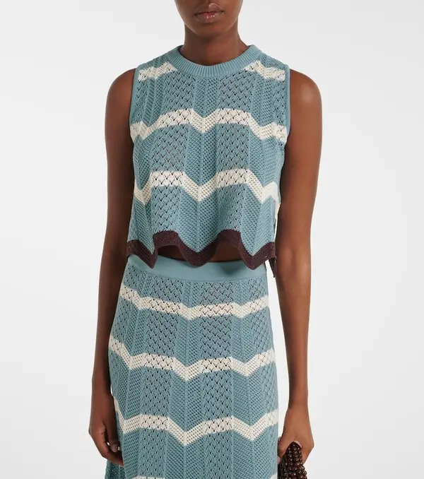 La DoubleJ Chevron Crochet Cotton Crop Top
