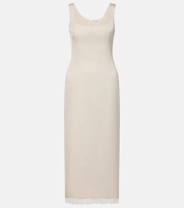 Magda Butrym Lace-trimmed Cotton And Silk Midi Dress - White