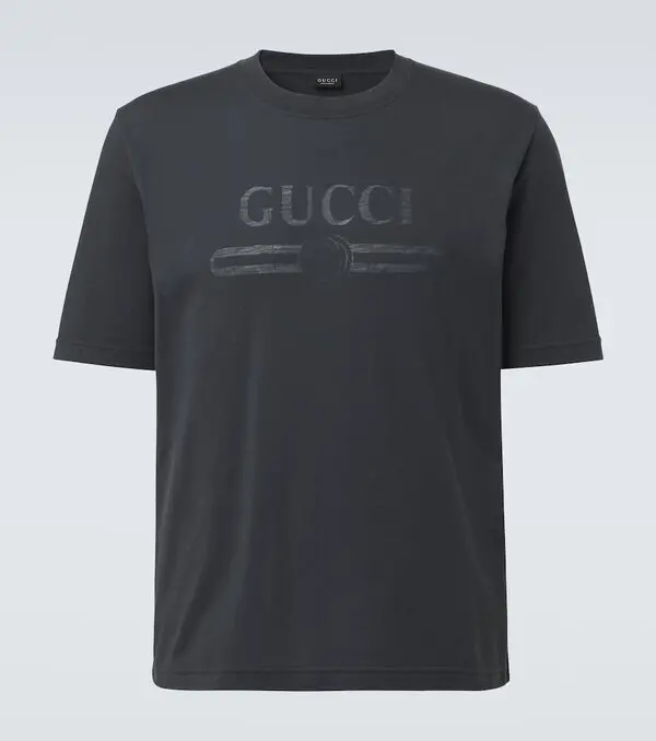 Gucci Logo Cotton-blend Jersey T-shirt - Blue
