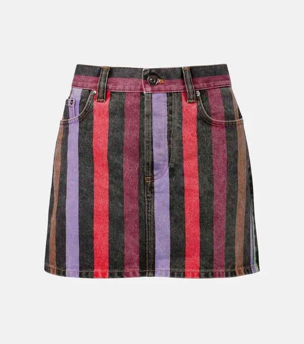 Versace Striped Denim Miniskirt - Multicoloured
