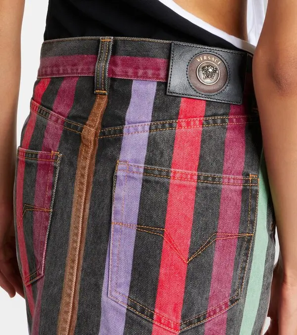 Versace Striped Denim Miniskirt