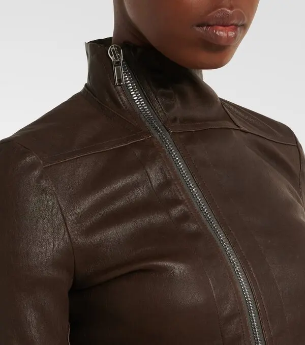 Rick Owens Gary Leather And Cotton-blend Zip-up Jacket