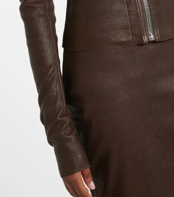 Rick Owens Gary Leather And Cotton-blend Zip-up Jacket