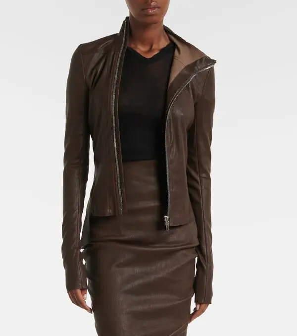Rick Owens Gary Leather And Cotton-blend Zip-up Jacket
