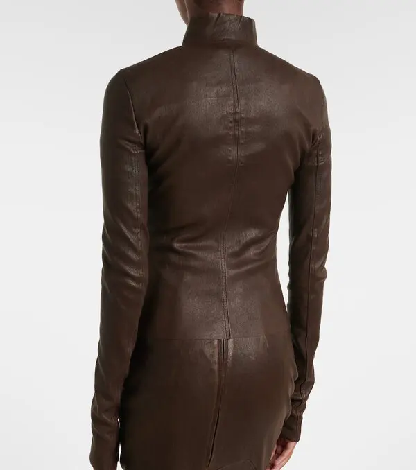 Rick Owens Gary Leather And Cotton-blend Zip-up Jacket