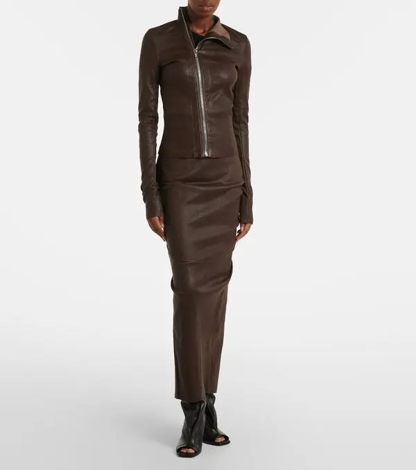 Rick Owens Gary Leather And Cotton-blend Zip-up Jacket