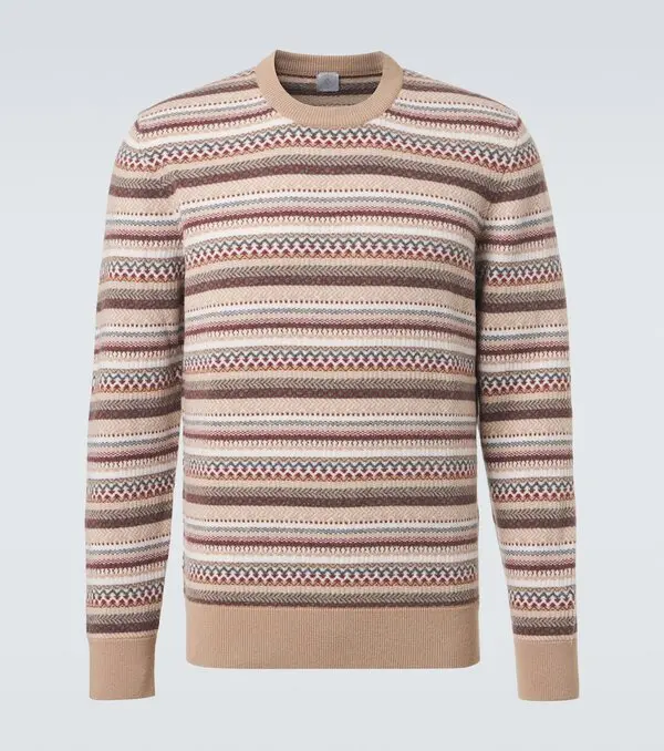 Eleventy Jacquard Wool Crewneck Sweater - Brown
