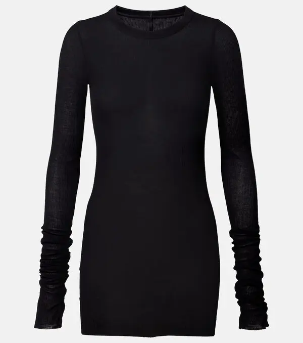 Rick Owens Ribbed-knit Jersey Top - Black
