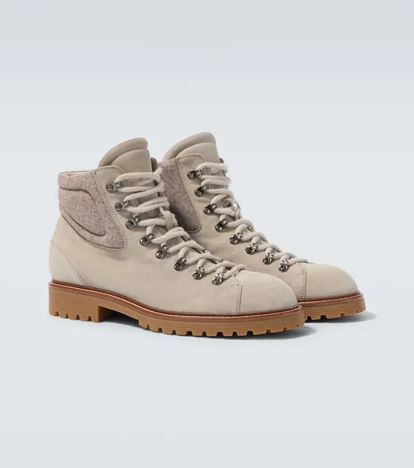 Eleventy Suede Lace-up Boots - Grey