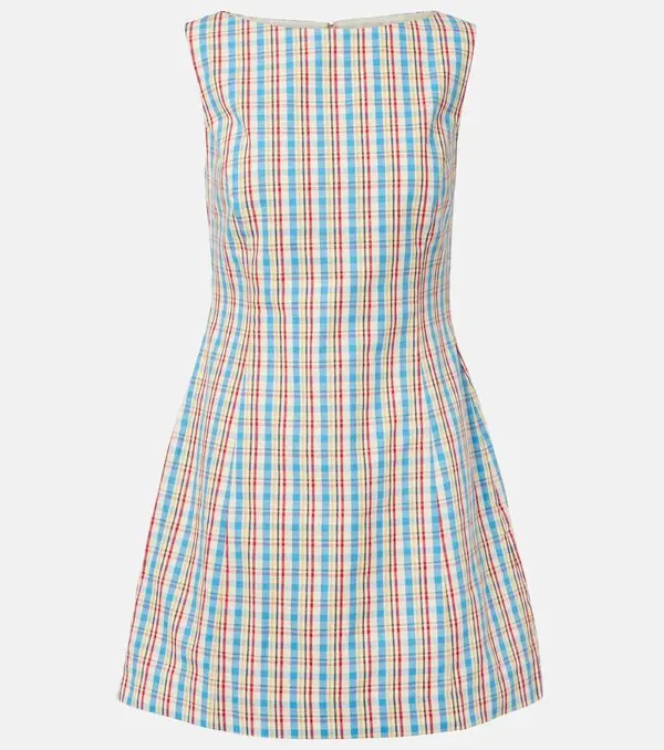 Faithfull The Brand Lydie Checked Cotton And Linen Minidress - Multicoloured