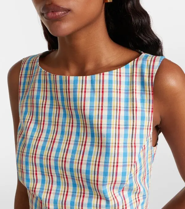 Faithfull The Brand Lydie Checked Cotton And Linen Minidress