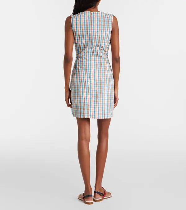 Faithfull The Brand Lydie Checked Cotton And Linen Minidress