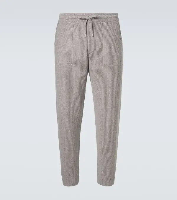 Brunello Cucinelli Ribbed-knit Cashmere Sweatpants - Beige