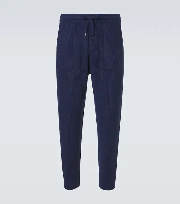 Brunello Cucinelli Ribbed-knit Cashmere Sweatpants - Blue
