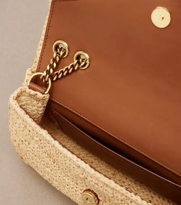 Saint Laurent Loulou Mini Raffia Shoulder Bag - Beige