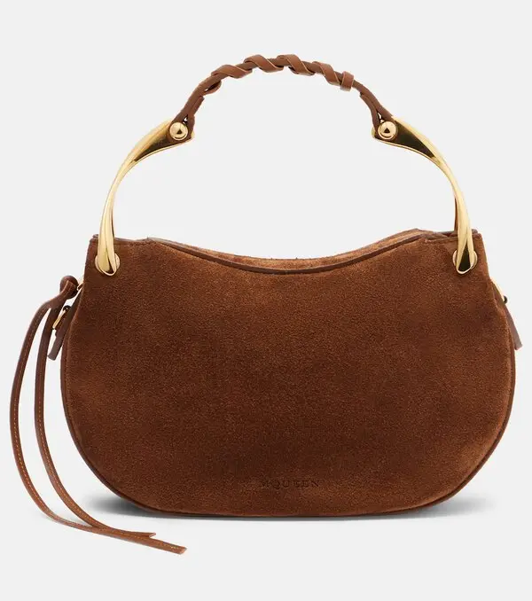 Alexander McQueen Wishbone Mini Suede Top Handle Bag - Brown