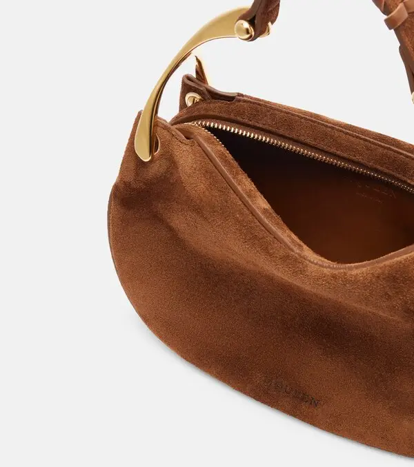 Alexander McQueen Wishbone Mini Suede Top Handle Bag - Brown