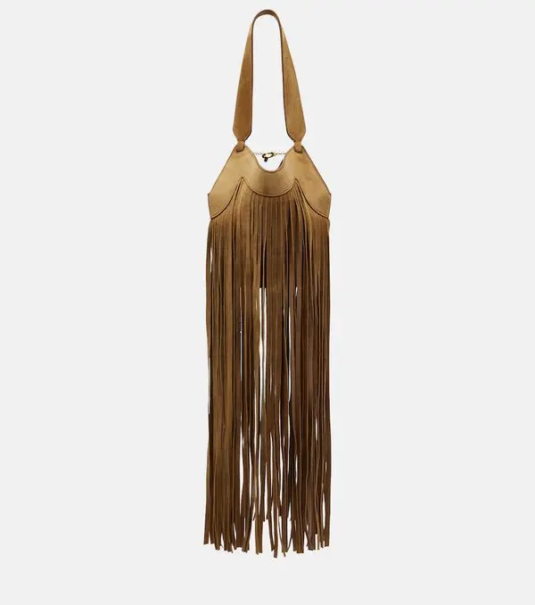 Khaite Lotus Nano Fringed Suede Tote Bag - Green