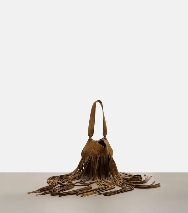 Khaite Lotus Nano Fringed Suede Tote Bag - Green
