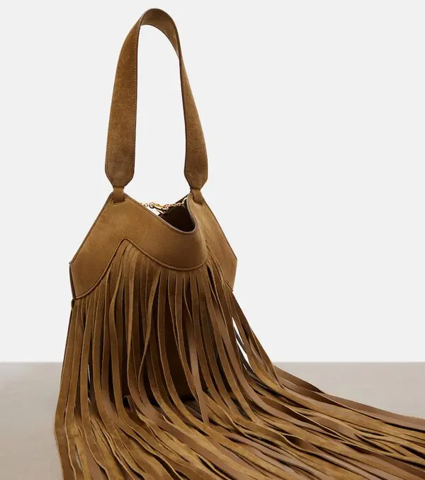 Khaite Lotus Nano Fringed Suede Tote Bag - Green