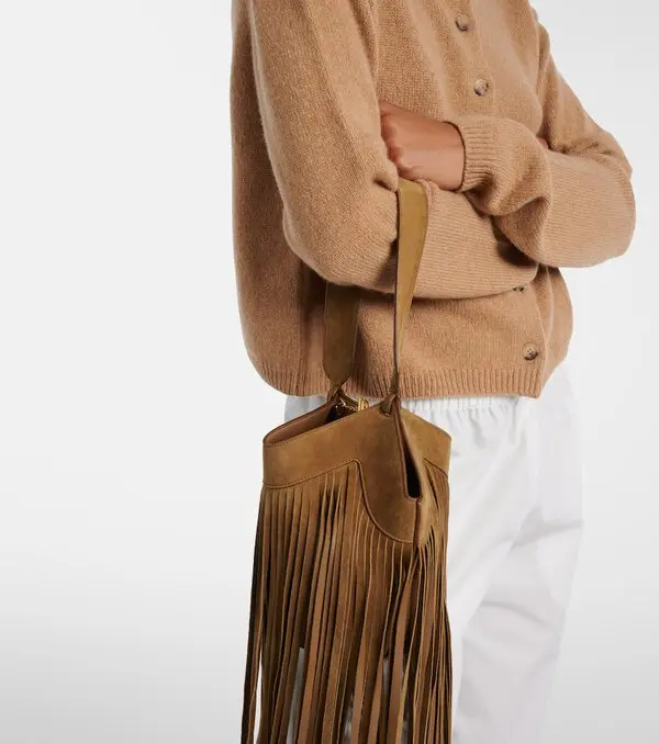 Khaite Lotus Nano Fringed Suede Tote Bag - Green