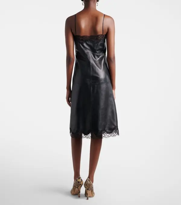 Magda Butrym Lace-trimmed Leather Midi Dress