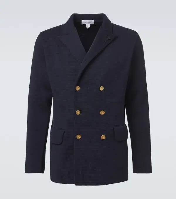 LARDINI Double-breasted Virgin Wool Blazer - Blue