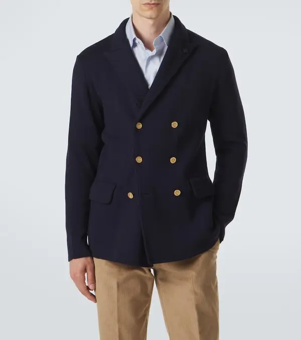 LARDINI Double-breasted Virgin Wool Blazer