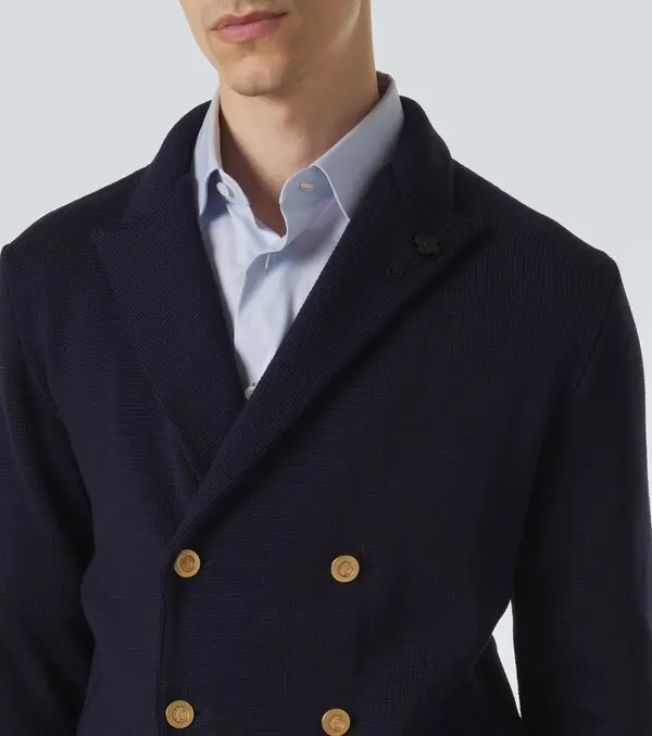 LARDINI Double-breasted Virgin Wool Blazer