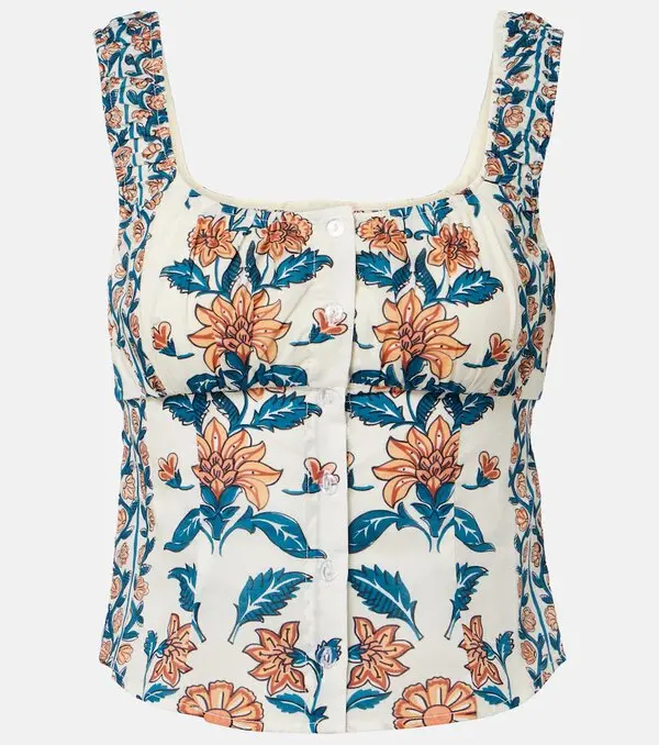 MONTCE Mandy Floral Cotton Top - Beige