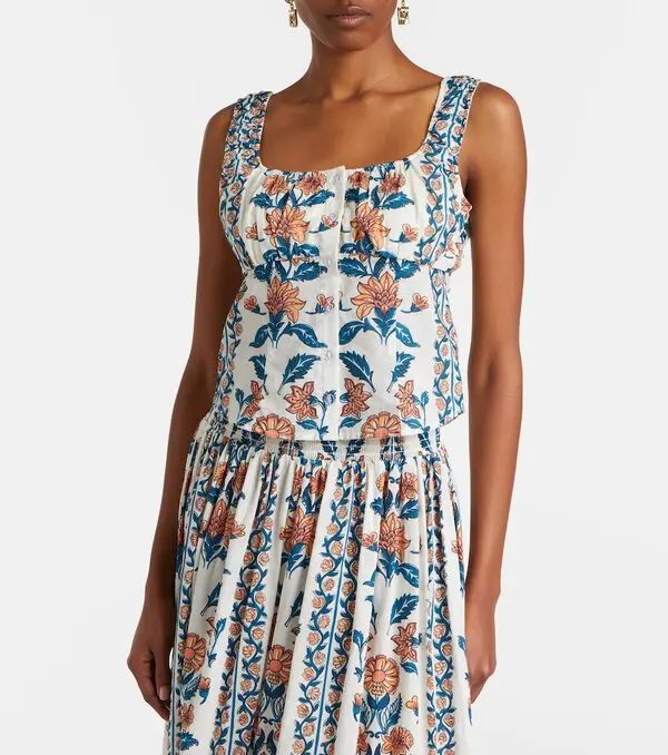 MONTCE Mandy Floral Cotton Top - Beige