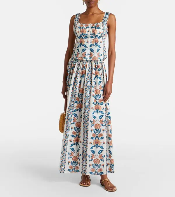 MONTCE Mandy Floral Cotton Top - Beige