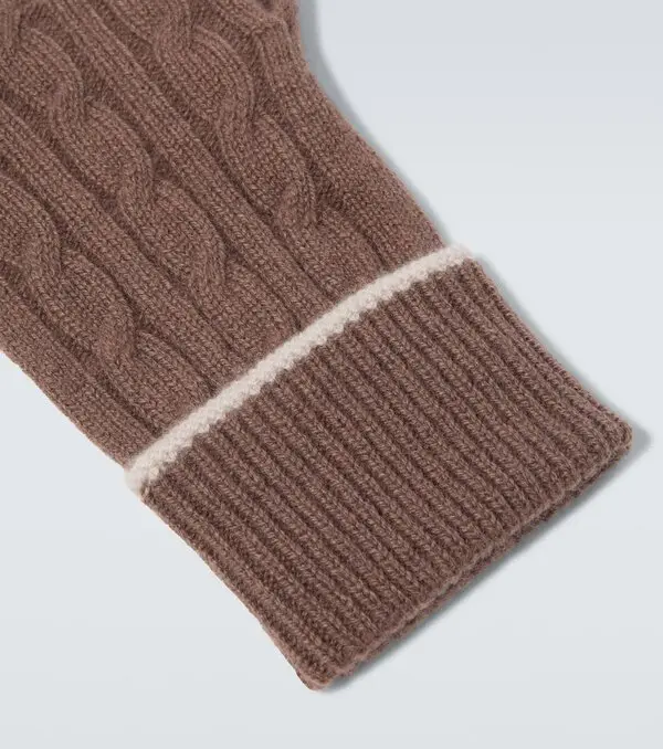 Eleventy Cable-knit Cashmere Gloves