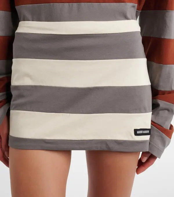 Miu Miu Striped Cotton Jersey Miniskirt