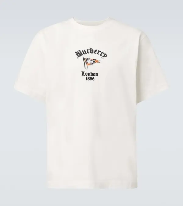 Burberry Embroidered Cotton Jersey T-shirt - White