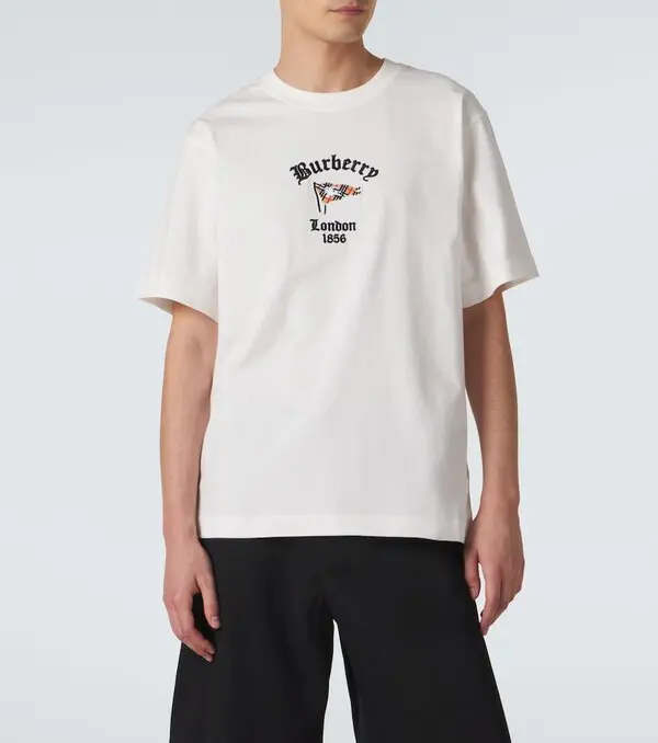 Burberry Embroidered Cotton Jersey T-shirt