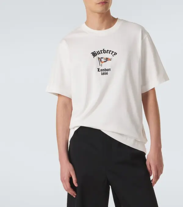 Burberry Embroidered Cotton Jersey T-shirt