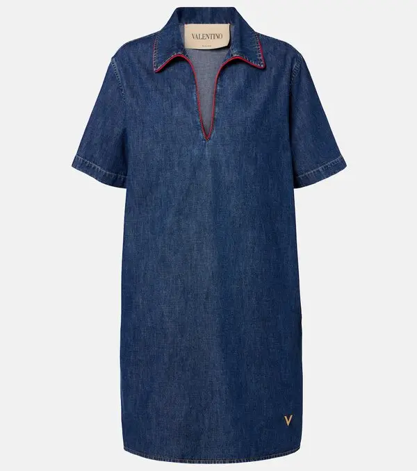 Valentino Garavani Vgold Denim Midi Dress - Blue