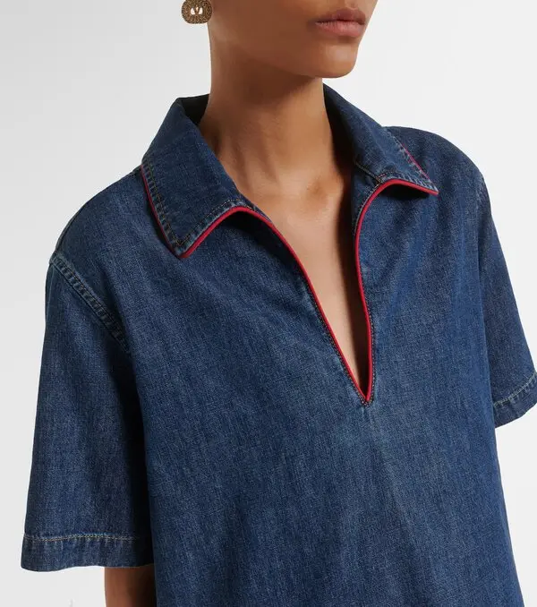 Valentino Garavani Vgold Denim Midi Dress - Blue