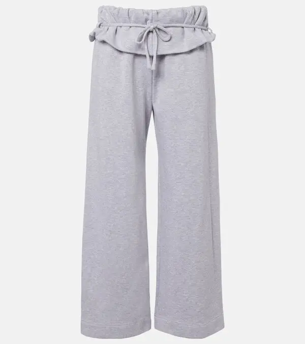 Magda Butrym Ruffled Cotton-blend Sweatpants - Grey